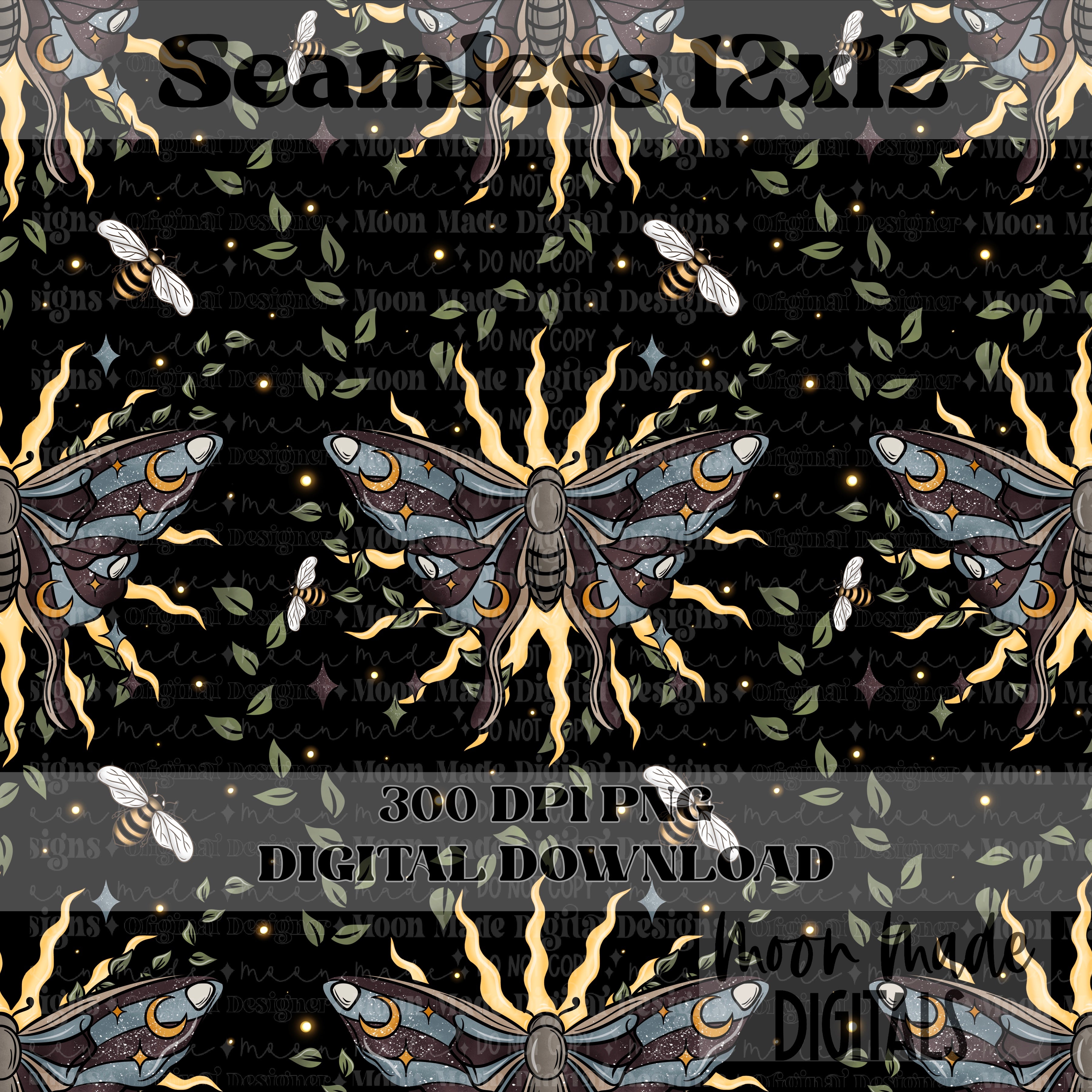 Cottagecore moth Seamless – Moon Made Digitals