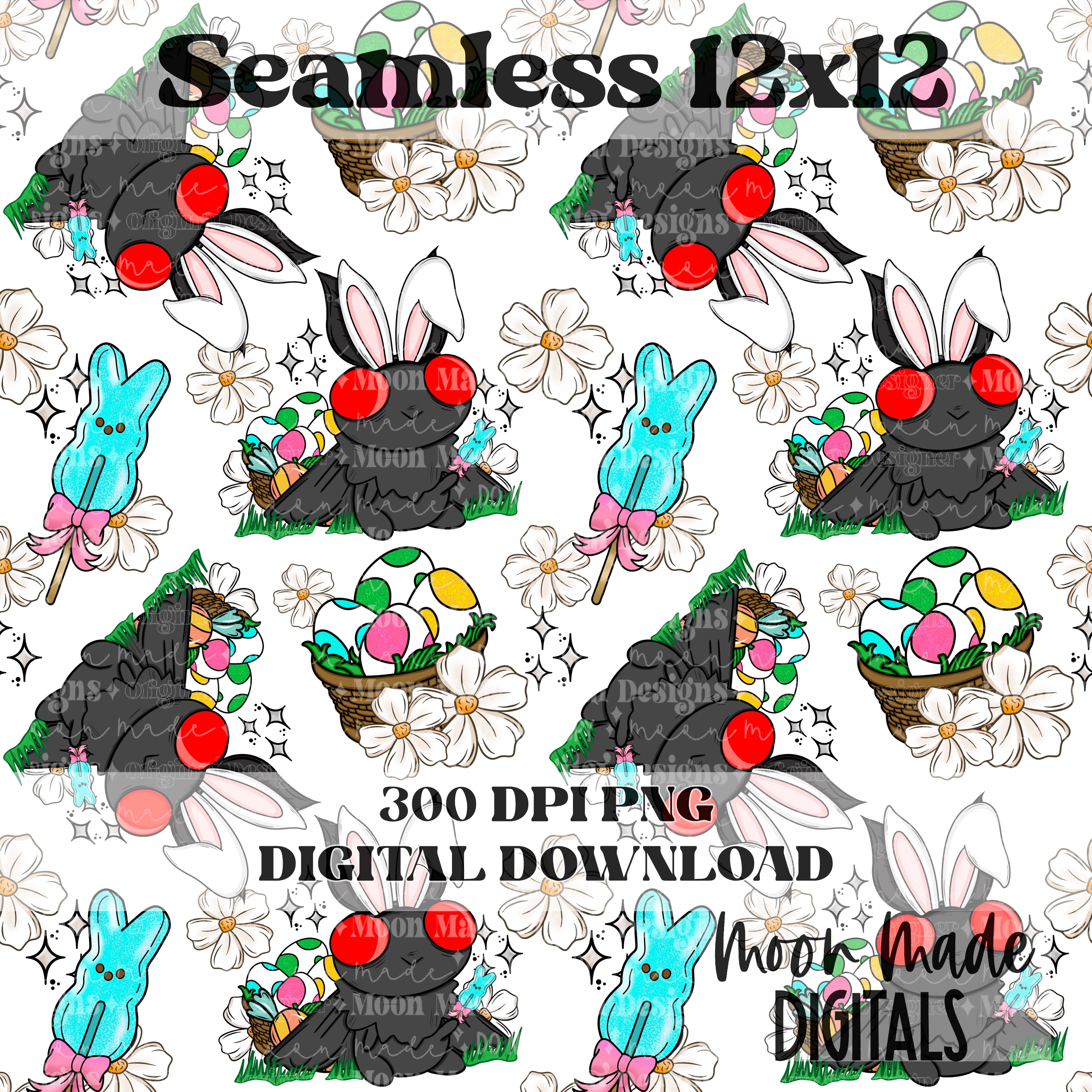 Easter mothman white seamless – Moon Made Digitals