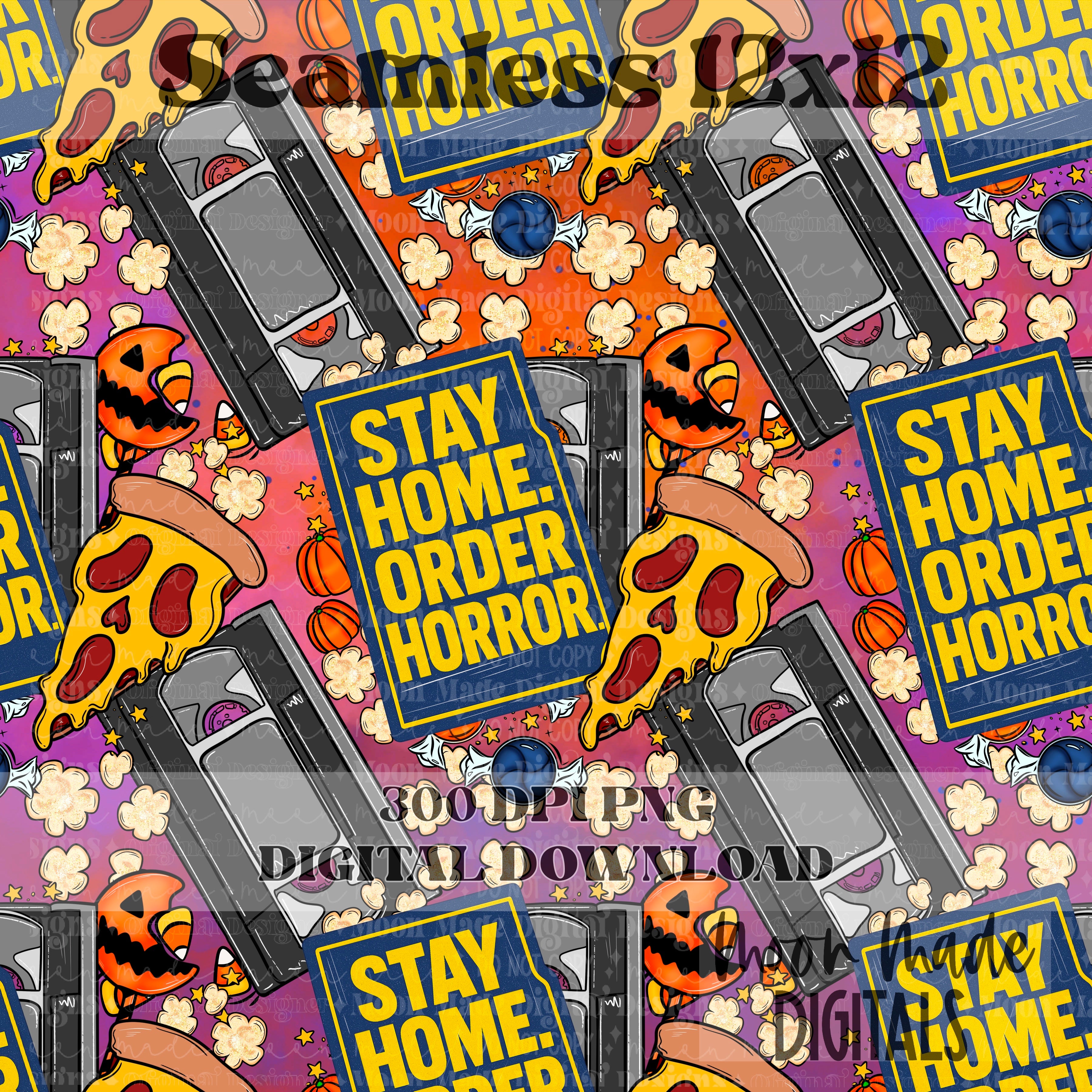 Stay Home, Order Horror Orange Seamless – Moon Made Digitals