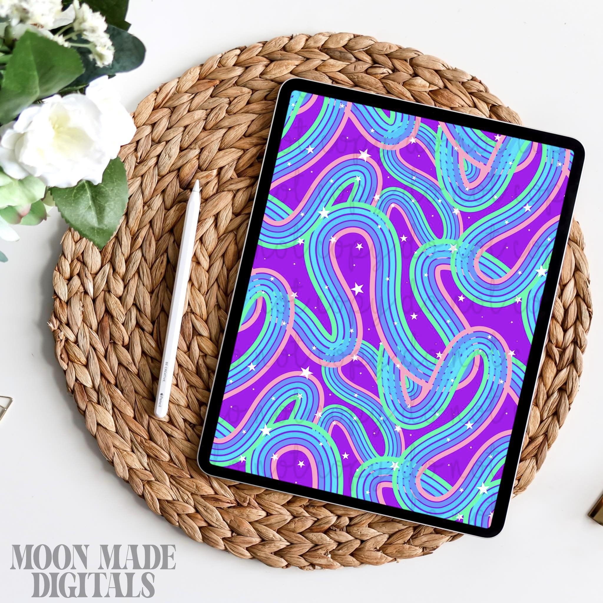 Neon Rainbow Space Seamless – Moon Made Digitals
